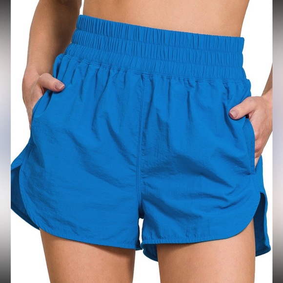 Zenana Outfitters | Shorts | Ocean Blue Windbreaker Smocked Waistband ...